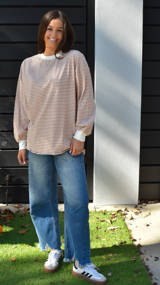 Emmie Stripe Top - Latte – Annie Finch Boutique