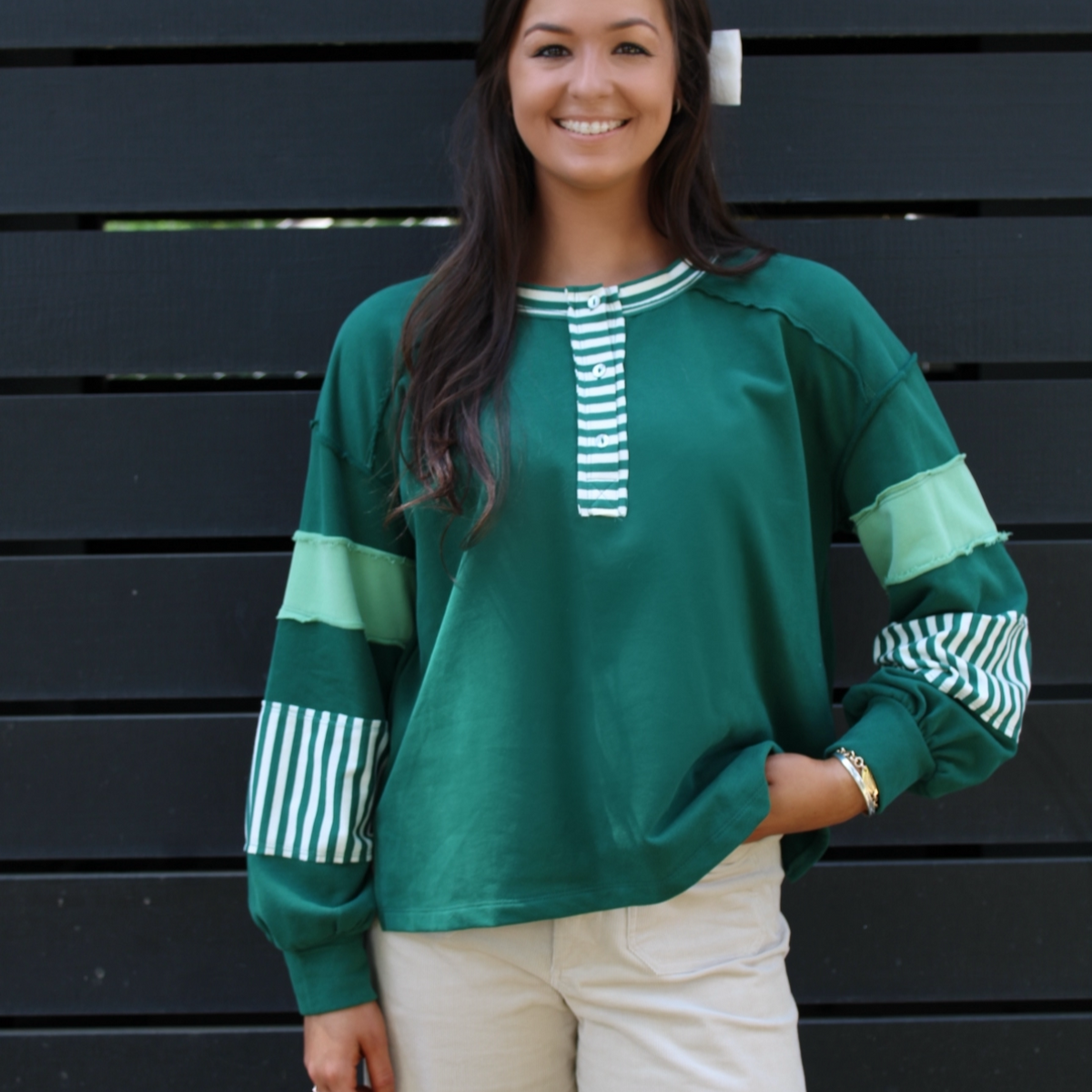 Kyla Sweatshirt Top - Green – Annie Finch Boutique